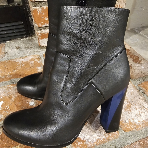 Calvin Klein | Shoes | Black Leather Ankle Boots High Heel By Calvin ...